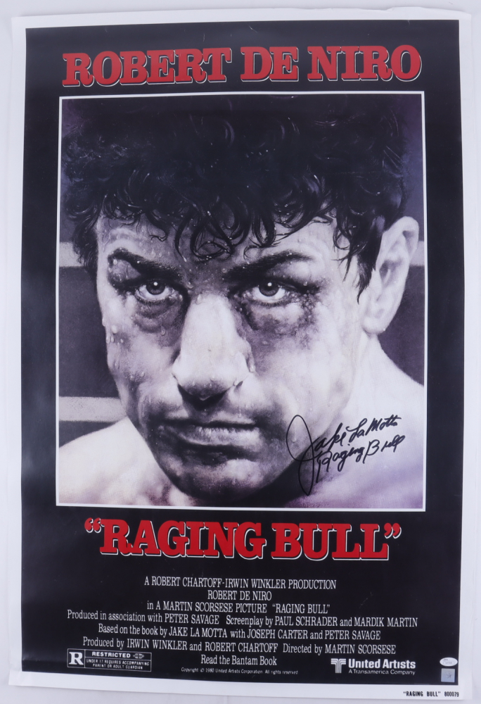 Jake LaMotta Signed "Raging Bull" 26x39 Poster Inscribed "Raging Bull ...