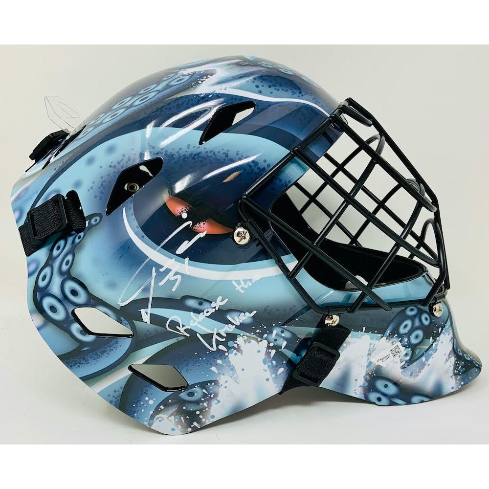 Philipp Grubauer Signed Kraken Full-Size Goalie Mask Inscribed "Release ...