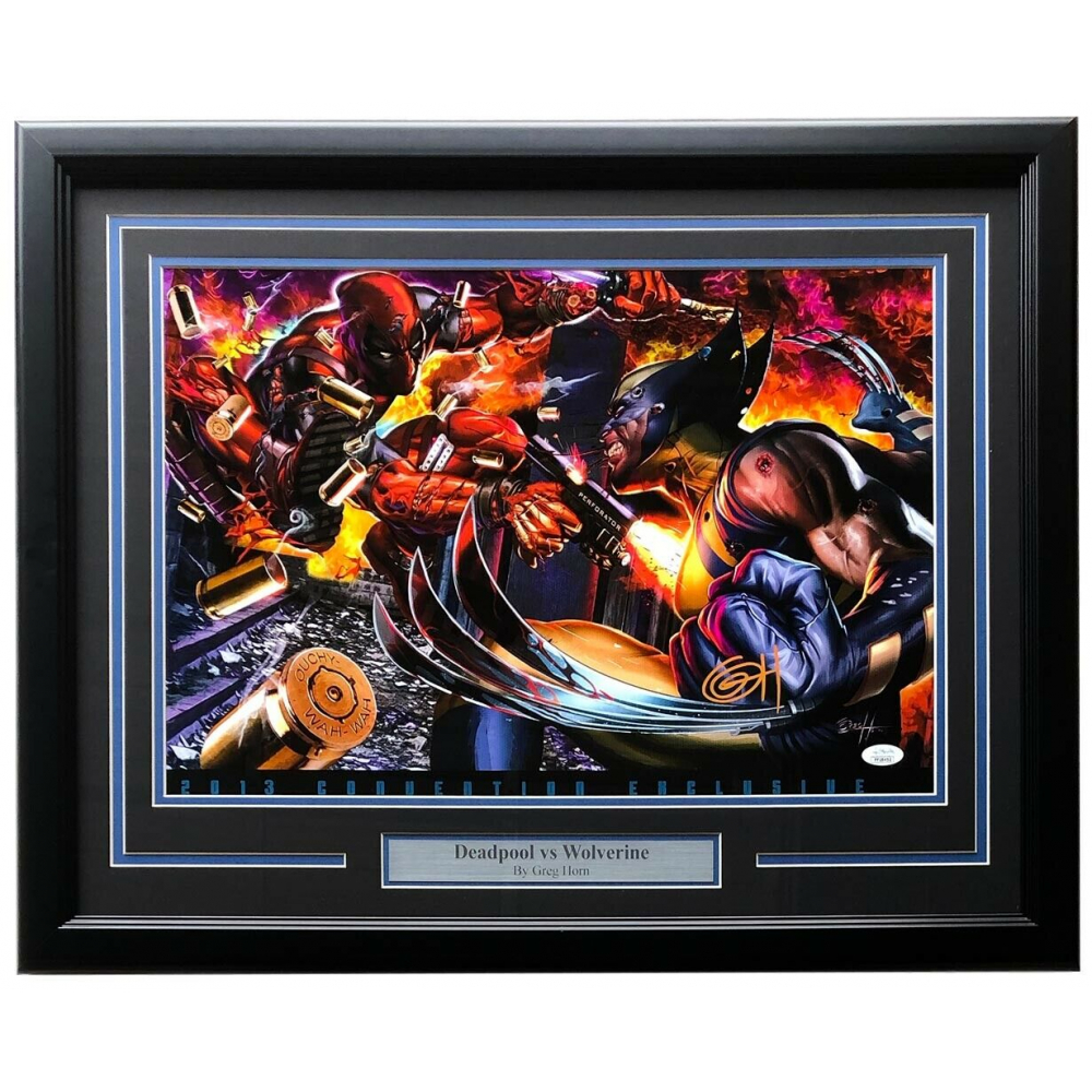 Greg Horn Signed LE "Deadpool vs. Wolverine" 20x26 Custom Framed ...