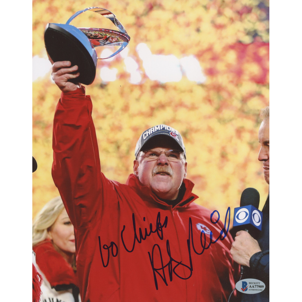 Andy Reid Signed Chiefs 8x10 Photo Inscribed "Go Chiefs" (Beckett COA ...