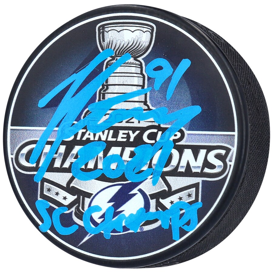 Steven Stamkos Signed 2021 Lightning Stanley Cup Champions Hockey Puck ...