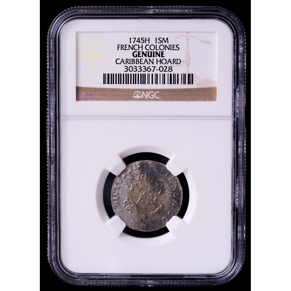 1745H French Colonies 1 Sou Marque Colonial Silver Coin - Caribbean ...