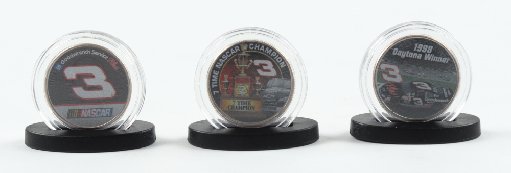 Set of (3) Dale Earnhardt Nascar Colorized 24K Gold Plated Colorized ...
