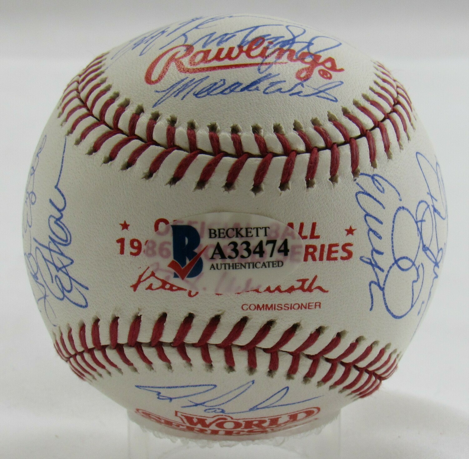 1986 Mets Team-Signed 1986 World Series Logo Baseball Signed By (23 ...