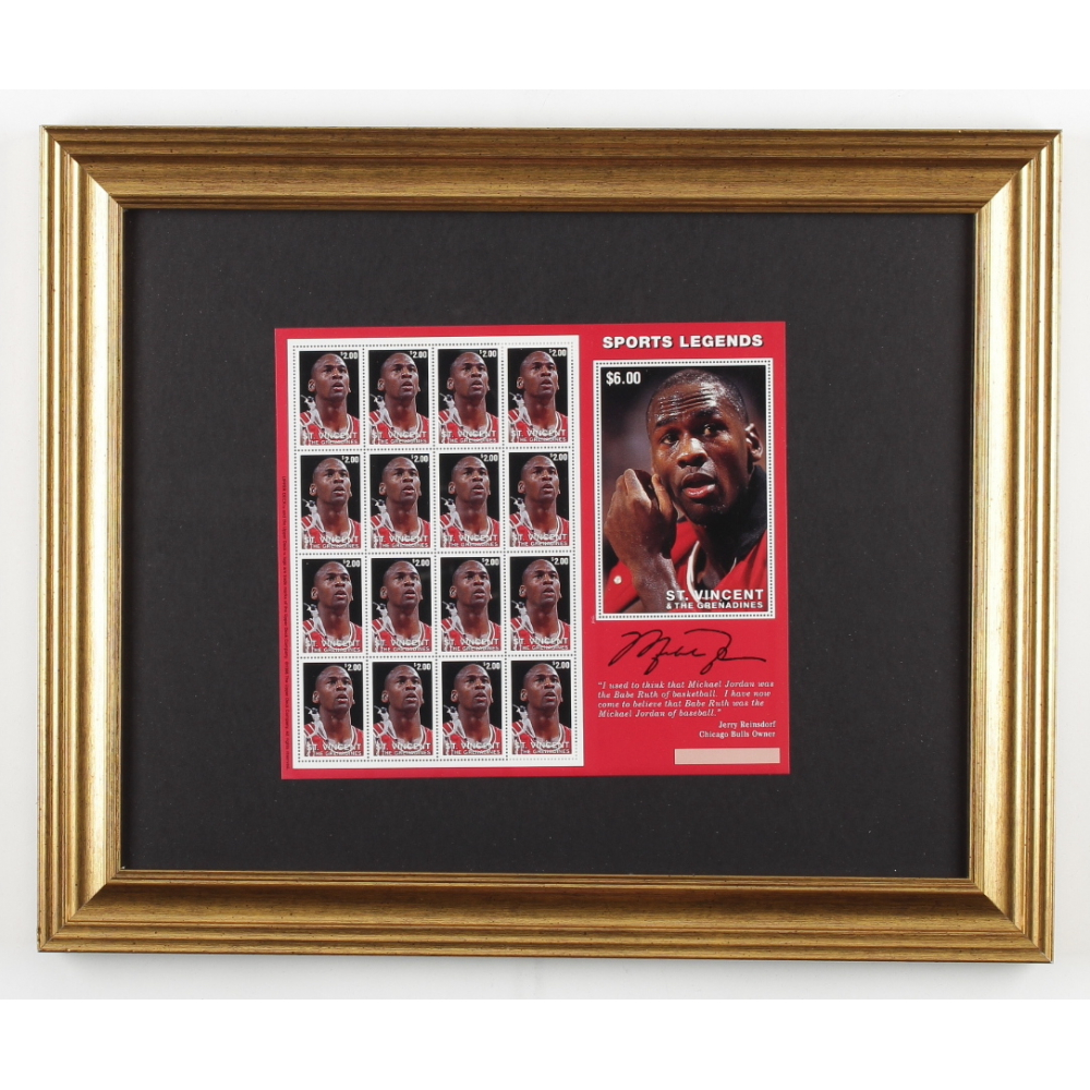 Michael Jordan Bulls 13x16 Custom Framed Uncut Postage Stamp Sheet ...