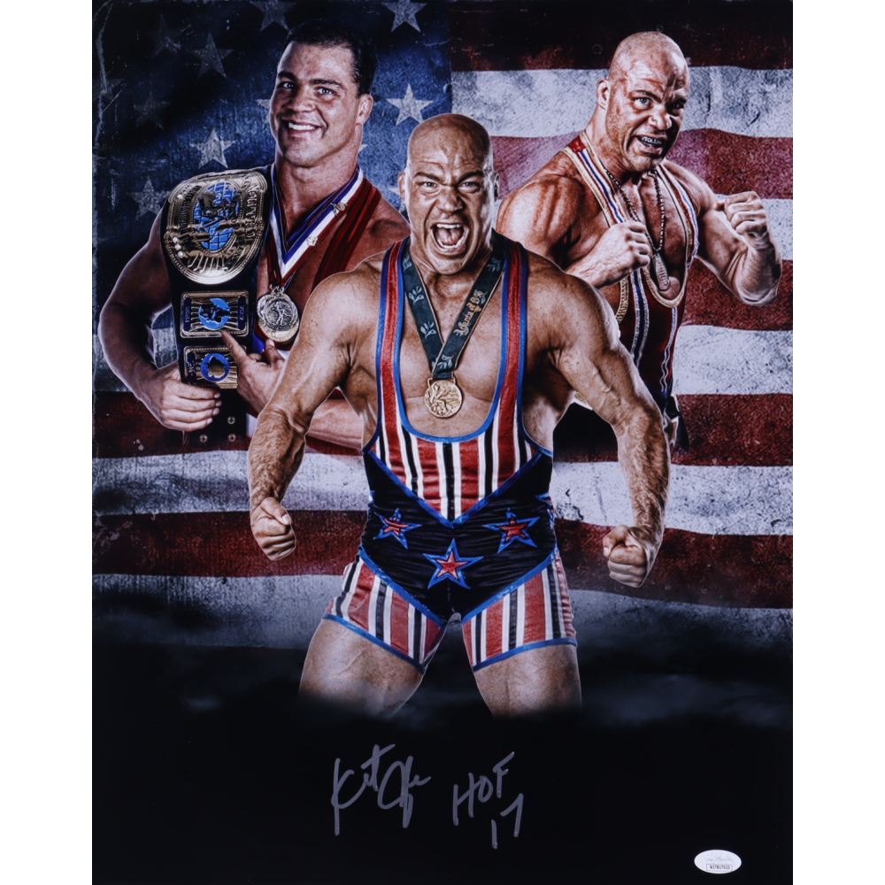 Kurt Angle Signed 16x20 Photo Inscribed "HOF 2017" (JSA COA) | Pristine ...