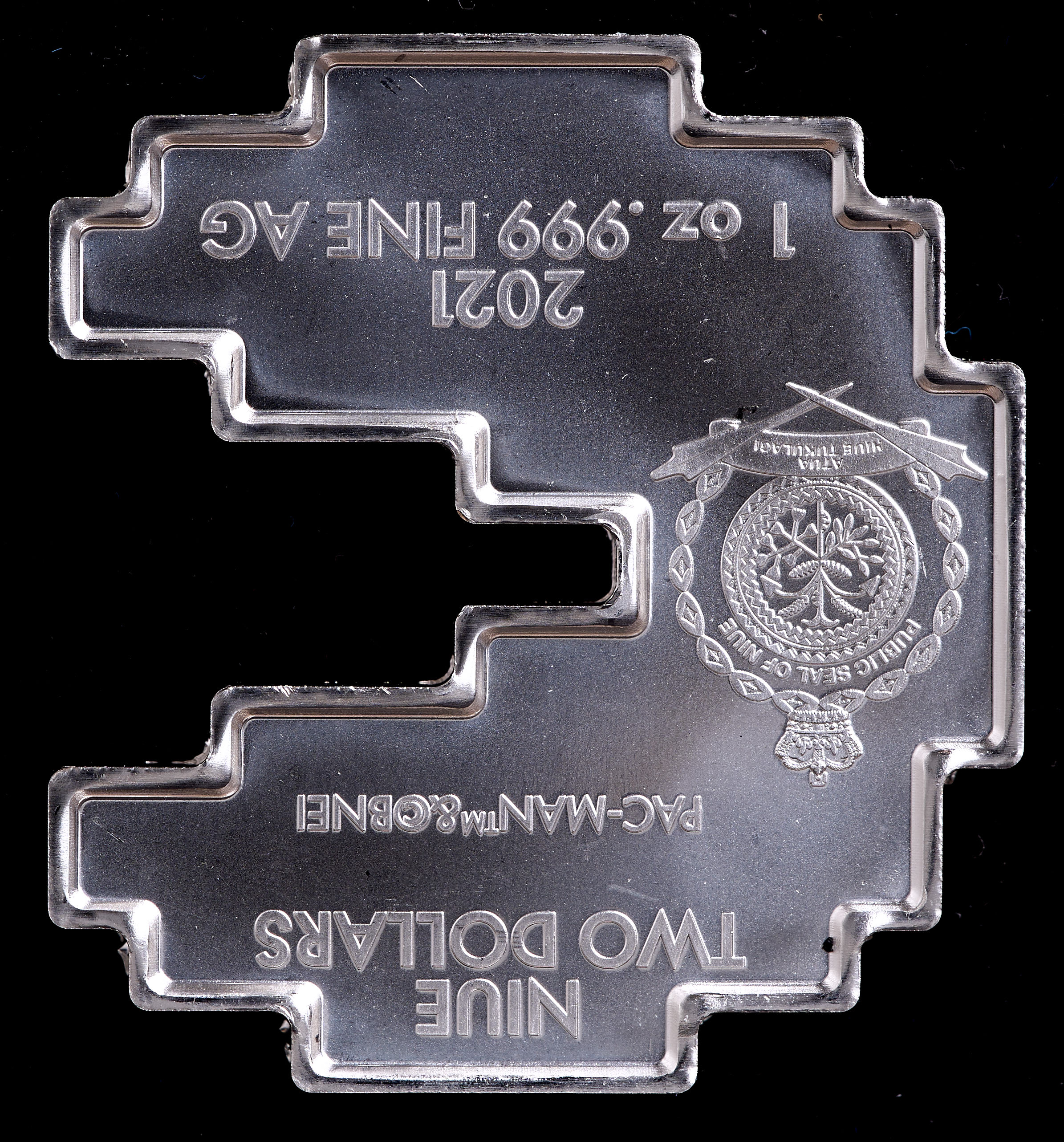 2021 Niue 1 oz .999 Fine Silver $2 PAC-MAN Shaped Stackable Coin ...