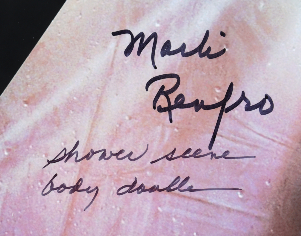 Marli Renfro Signed "Psycho" 11x17 Photo Inscribed "shower scene body ...