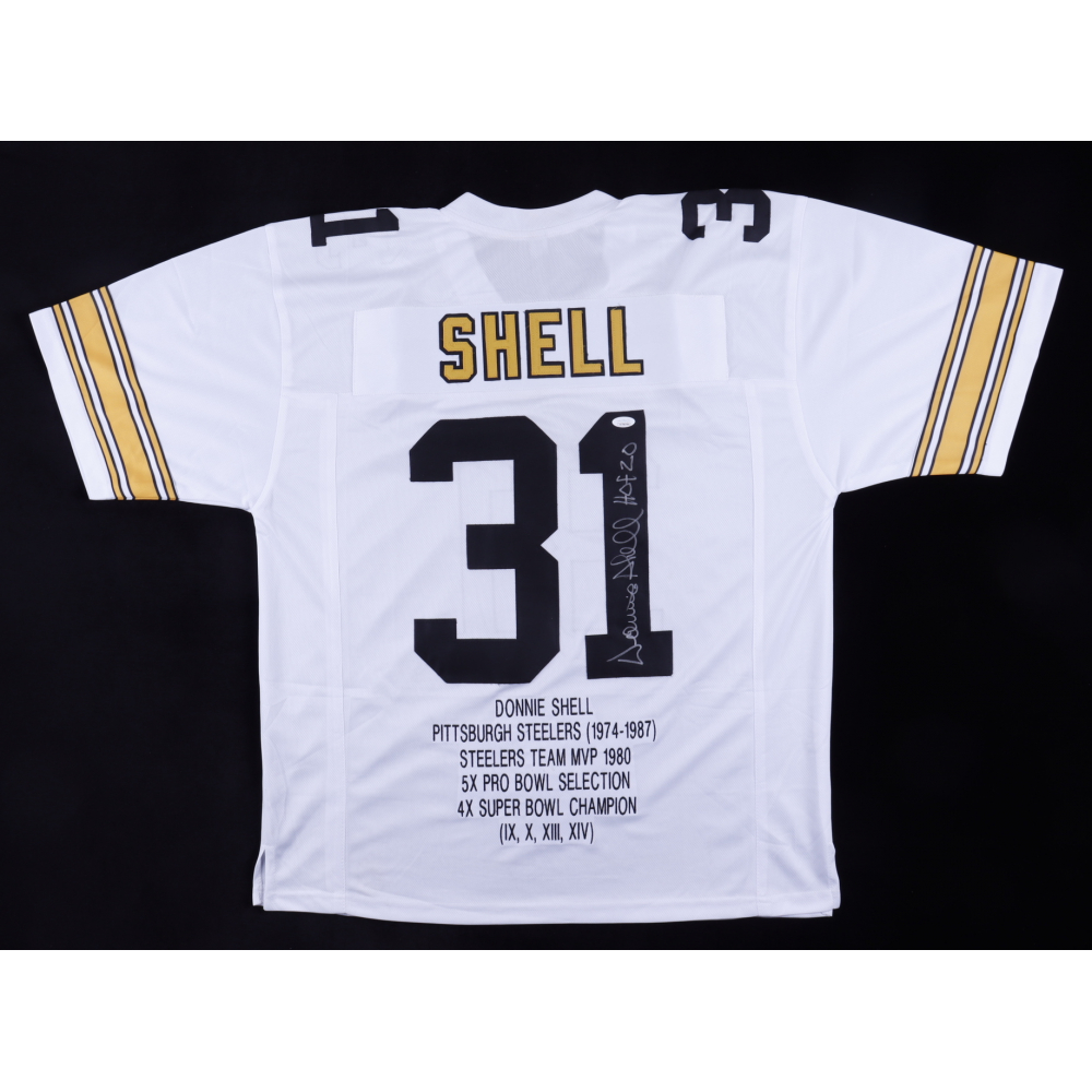Donnie Shell Signed Career Highlight Stat Jersey Inscribed "HOF 20 ...