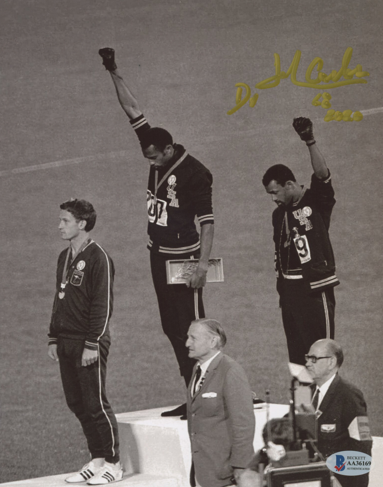 John Carlos Signed Team USA 8x10 Photo Inscribed "68 2020" (Beckett COA ...