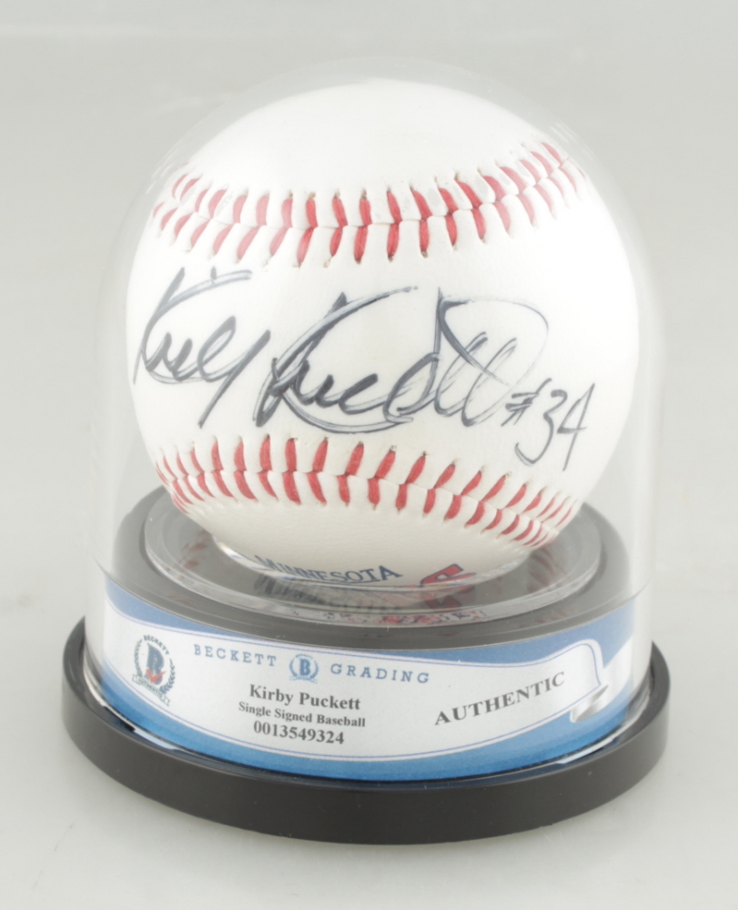 Kirby Puckett Signed Twins Logo Baseball with Beckett Display Case (BGS ...