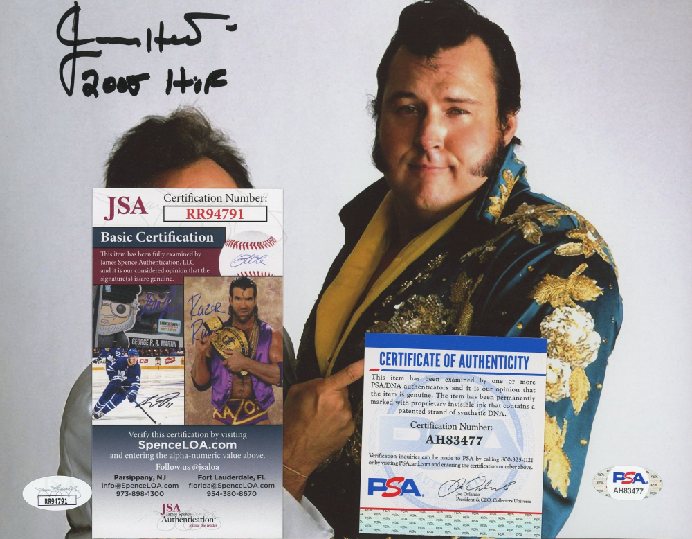 Jimmy Hart Signed 8x10 Photo Inscribed "2005 HOF" (JSA COA & PSA COA ...