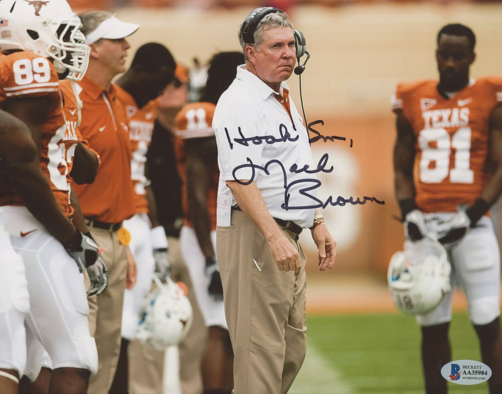 Mack Brown Signed Texas Longhorns 8x10 Photo Inscribed "Hook Em ...