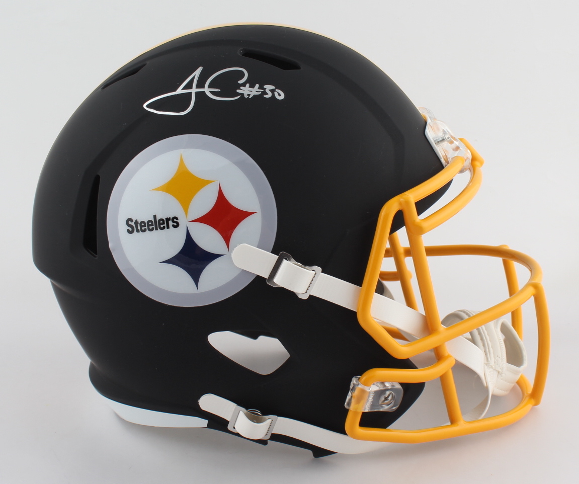 James Conner Signed Steelers Full-Size Matte Black Speed Helmet ...