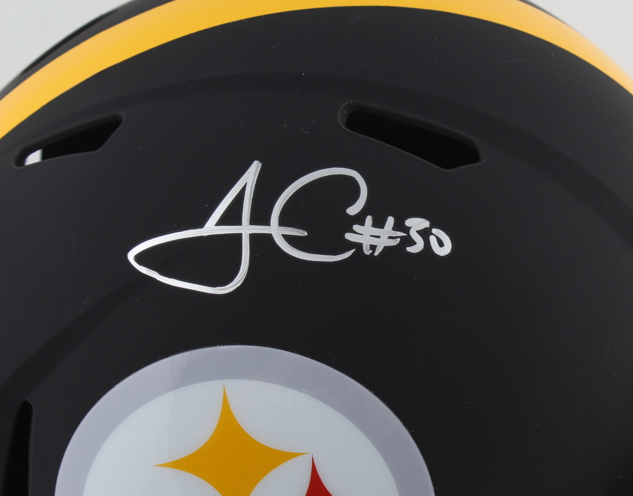 James Conner Signed Steelers Full-Size Matte Black Speed Helmet ...