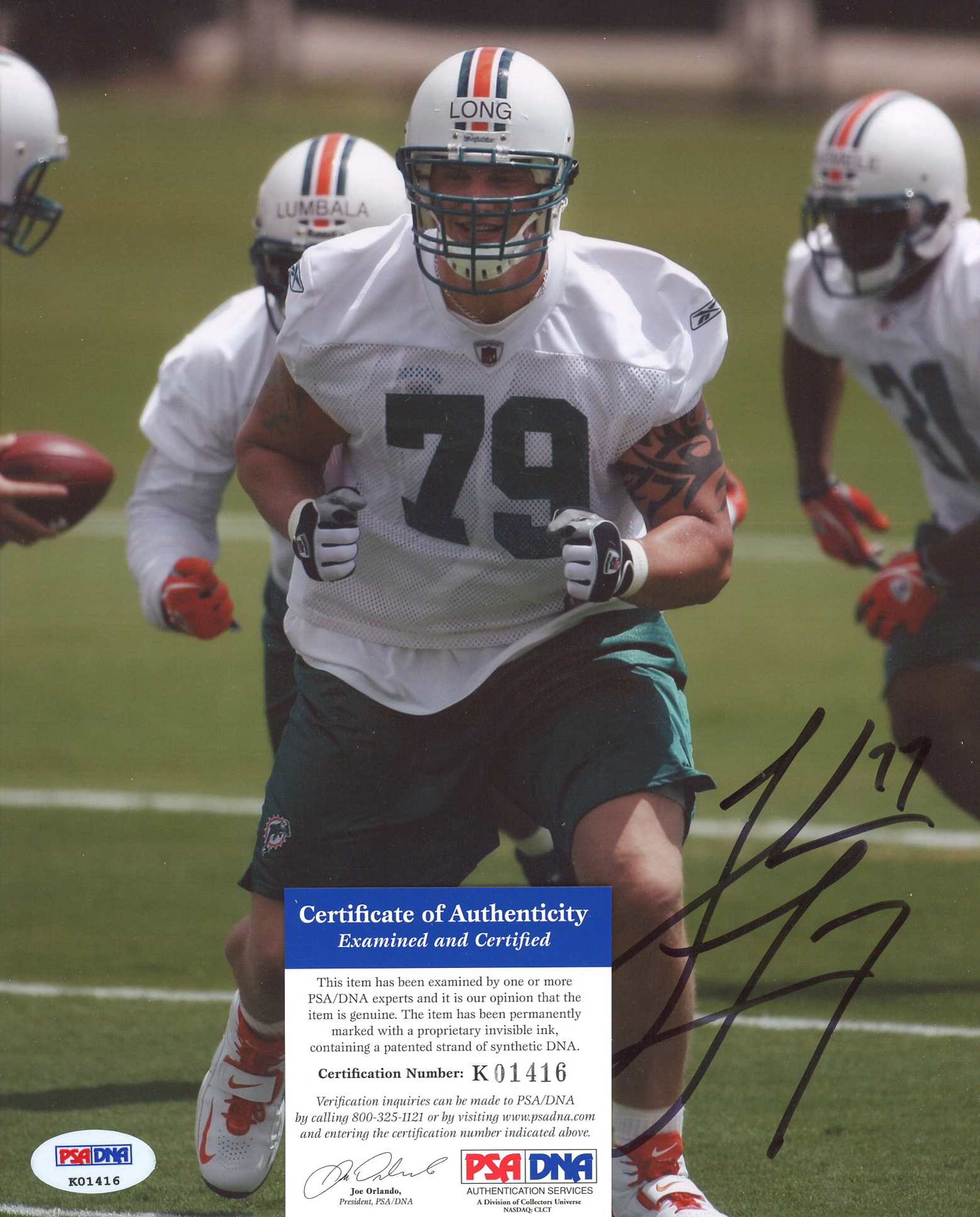 Jake Long Signed Dolphins 8x10 Photo (PSA COA) | Pristine Auction