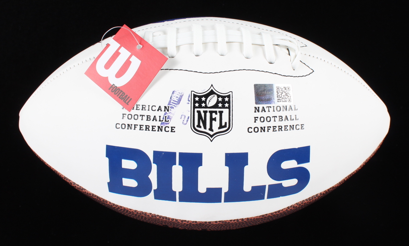 Don Beebe Signed Bills Logo Football Inscribed "Bills Mafia" (TSE COA ...