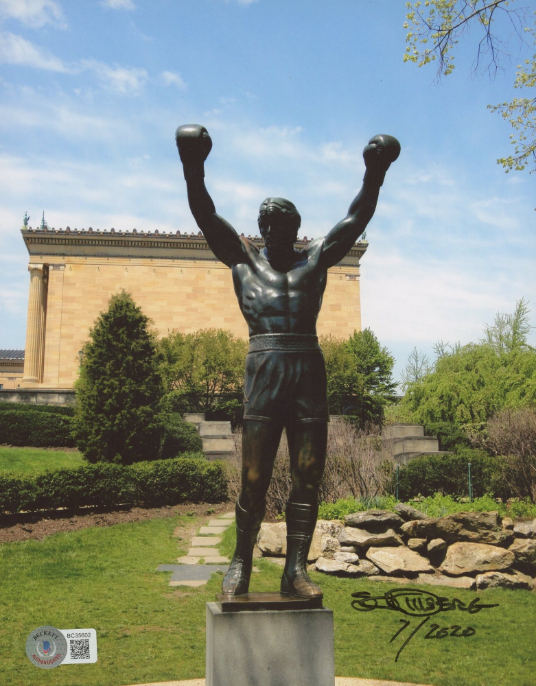 A. Thomas Schomberg Signed "Rocky Balboa Statue" 8x10 Photo Inscribed ...