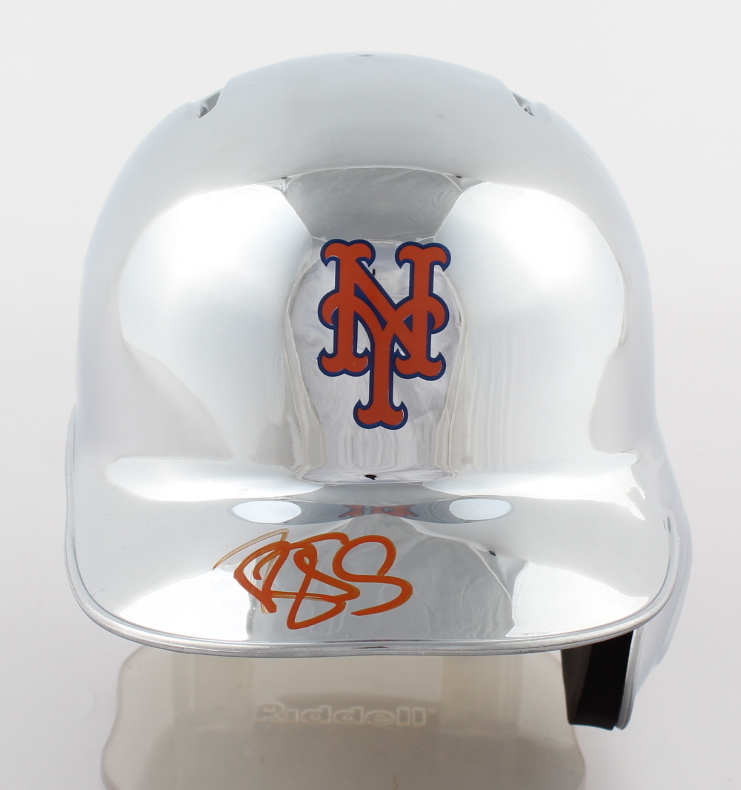 Darryl Strawberry Signed Mets Chrome Mini Batting Helmet with Stand ...
