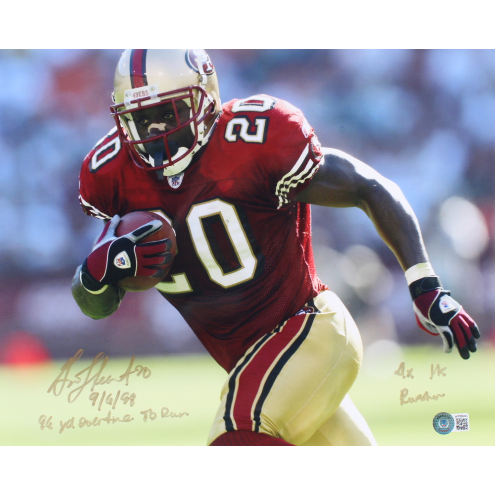 Garrison Hearst Signed 49ers 11x14 Photo Inscribed "9/4/98 Overtime ...