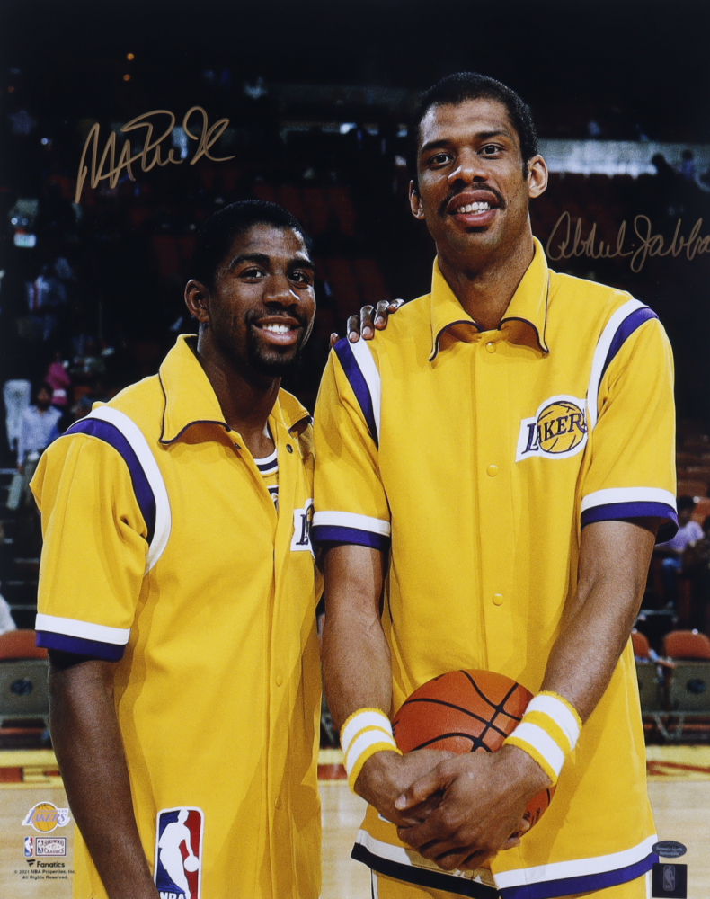 Magic Johnson & Kareem Abdul-Jabbar Signed Lakers 16x20 Photo (Schwartz ...