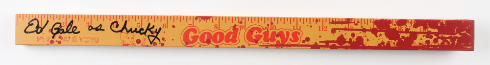 Ed Gale Signed "Child's Play" Good Guys Ruler Inscribed "As Chucky ...
