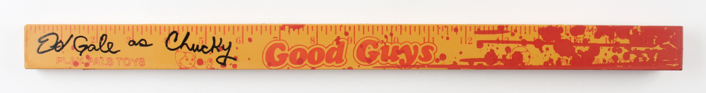 Ed Gale Signed "Child's Play" Good Guys Ruler Inscribed "As Chucky ...