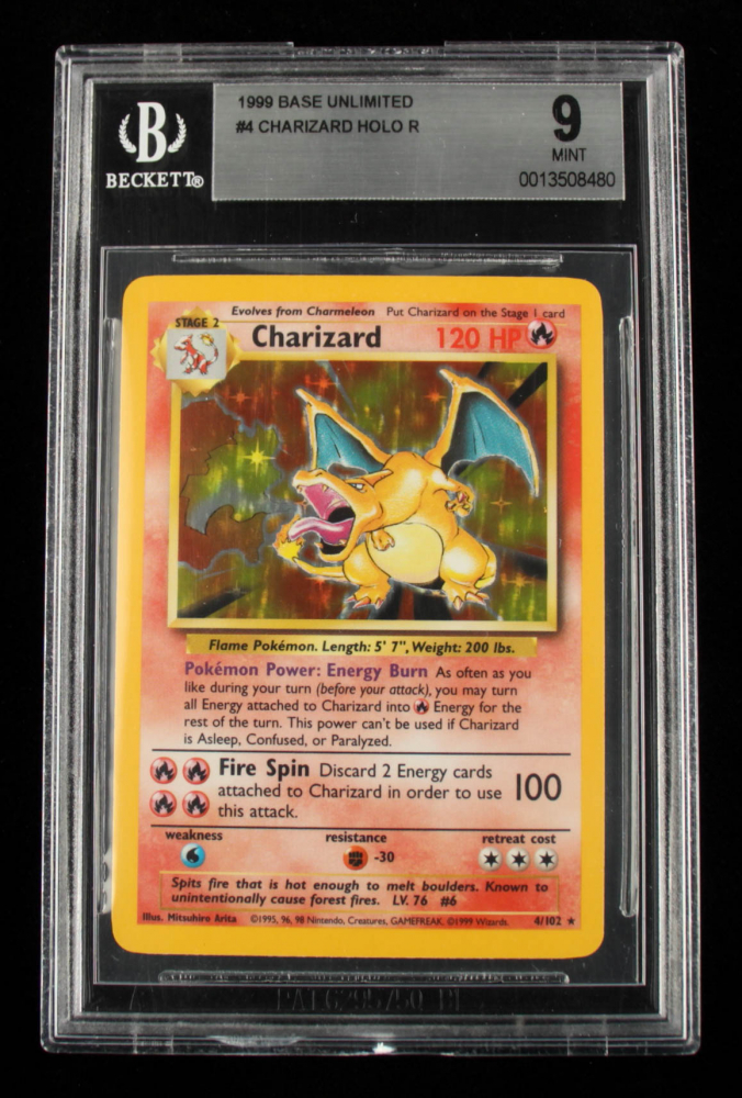 Charizard 1999 Pokemon Base Unlimited #4 Holo (BGS 9) | Barnebys