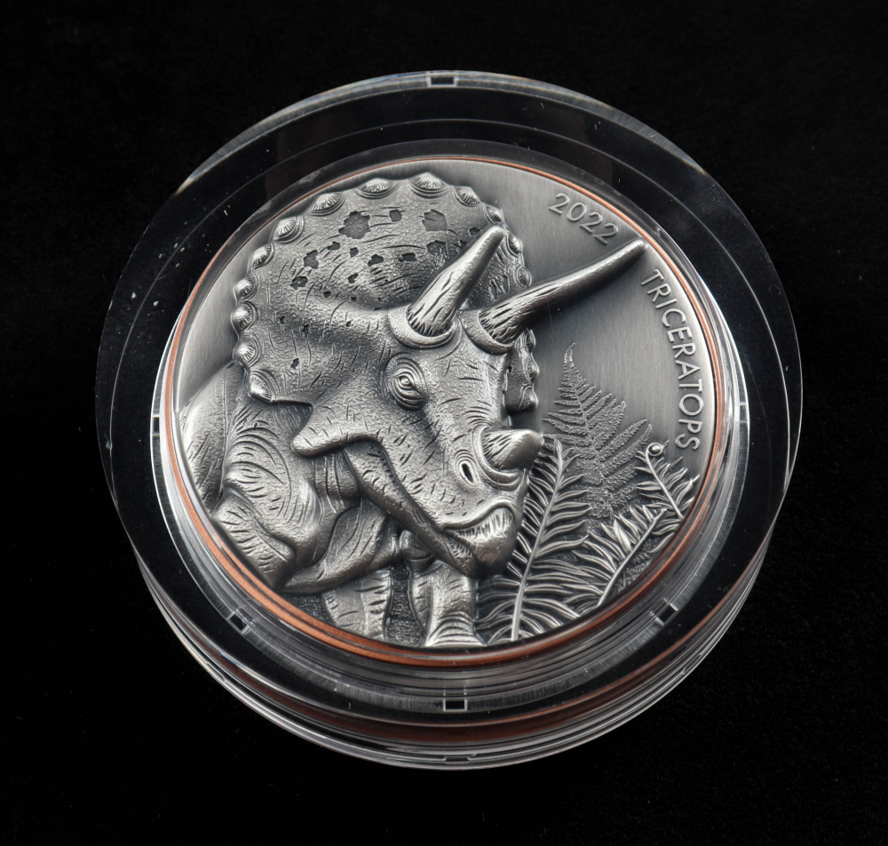 2022 Triceratops Double Silver Giant - Vanatu - 5 oz Bimetal Coin ...
