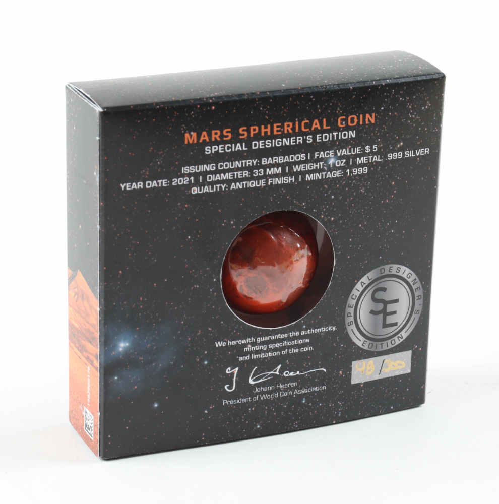2021 Barbados Mars Spherical 1 Oz Silver - Icon Mint - Designers ...