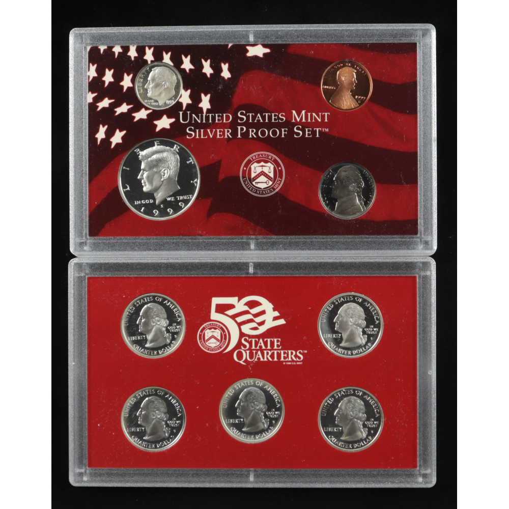 1999-S United States Mint Silver Proof Set with (9) Coins & Original ...
