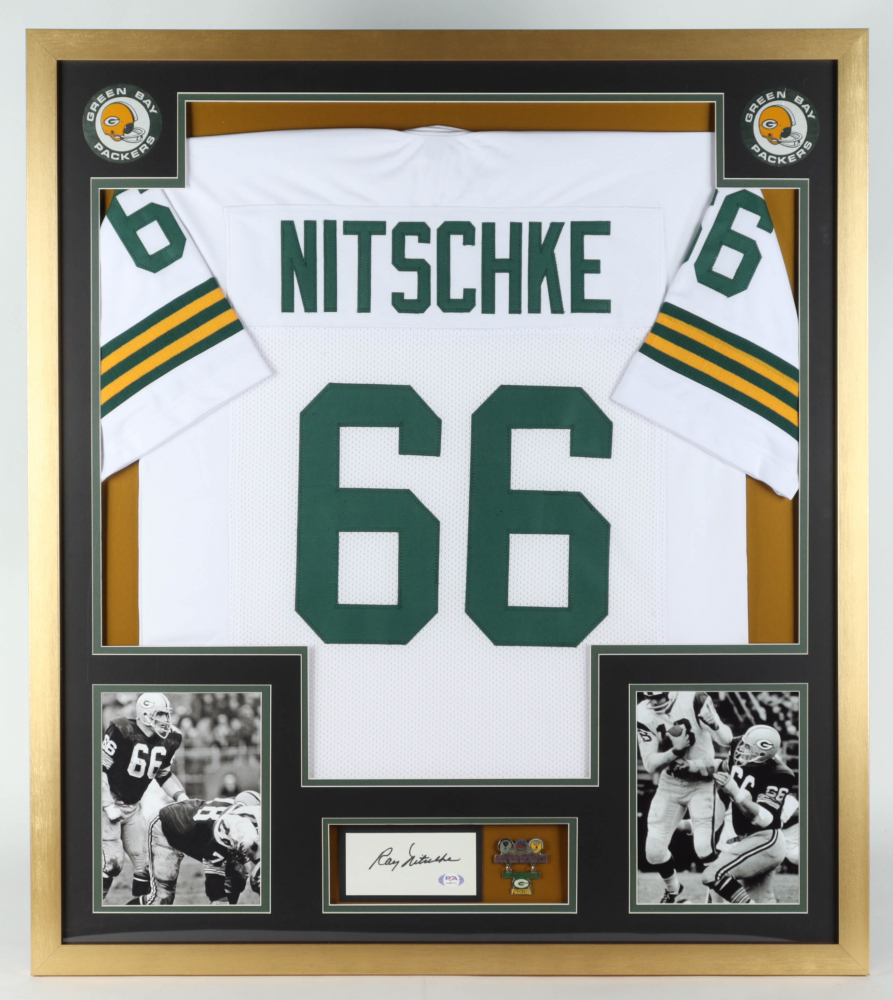 Ray Nitschke Signed 32x36 Custom Framed Cut Display with Super Bowl Pin ...