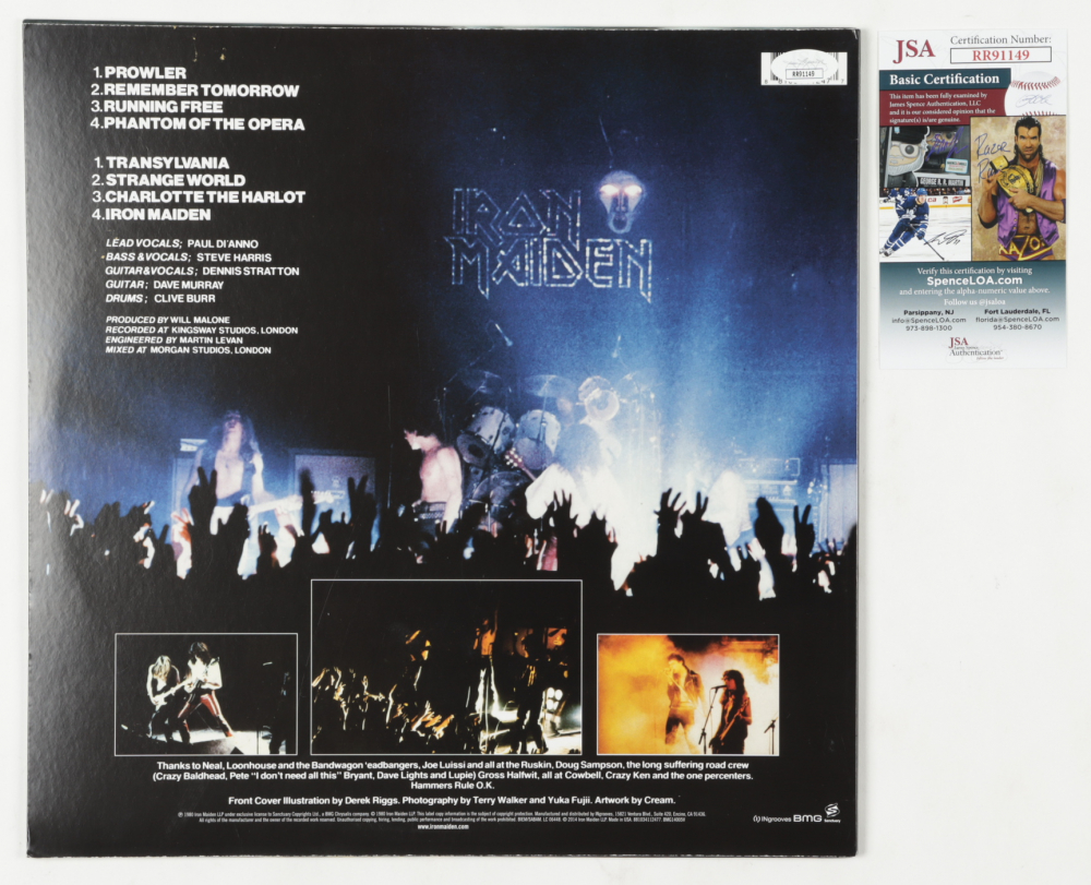 Derek Riggs Signed "Iron Maiden" Vinyl Record Album (JSA COA ...