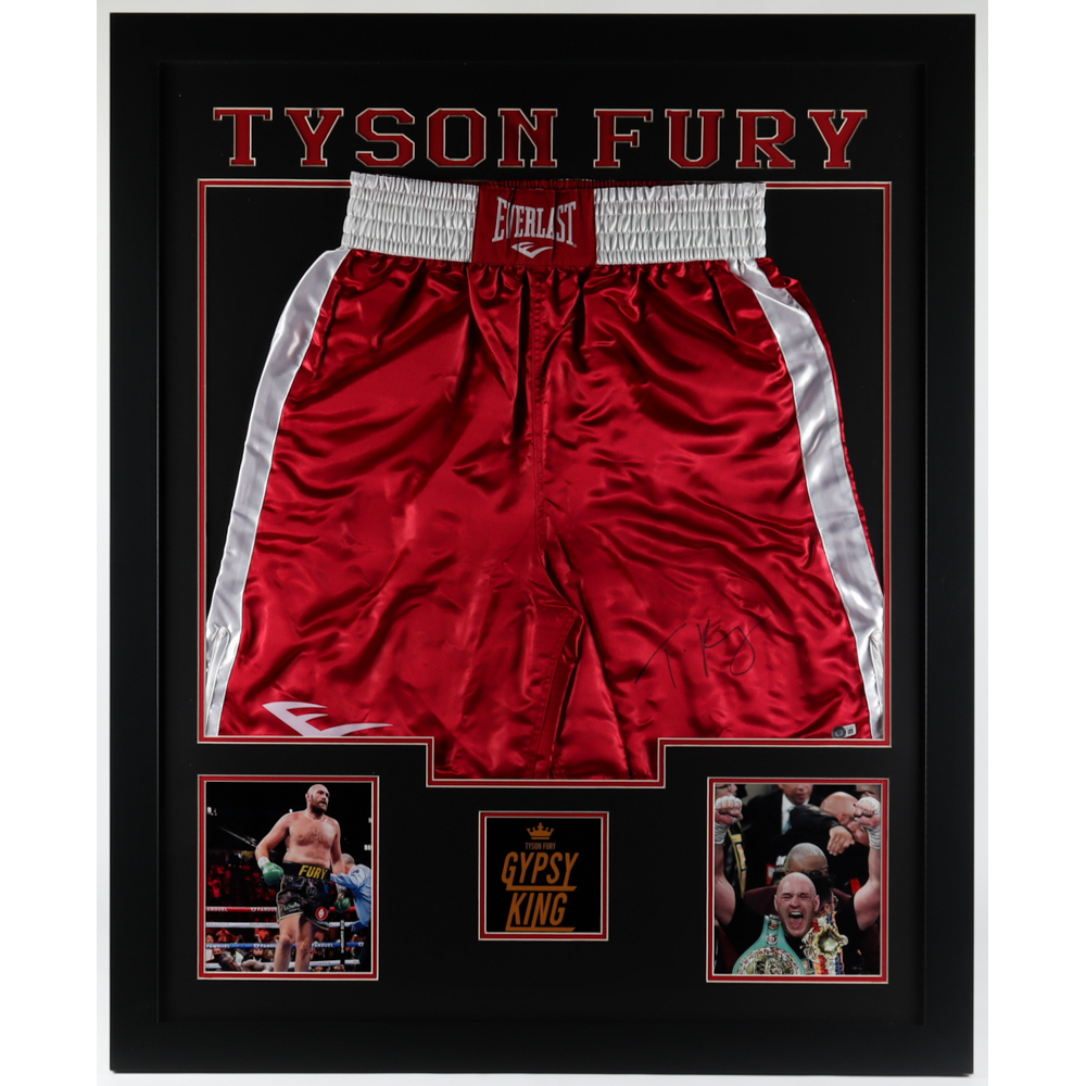 Tyson Fury Signed 35x43 Custom Framed Boxing Shorts Display (Beckett ...