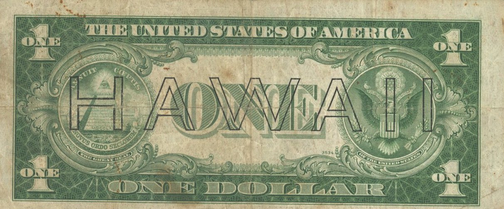 1935-A $1 One Dollar Brown Seal Hawaii Overprint Bank Note Bill ...