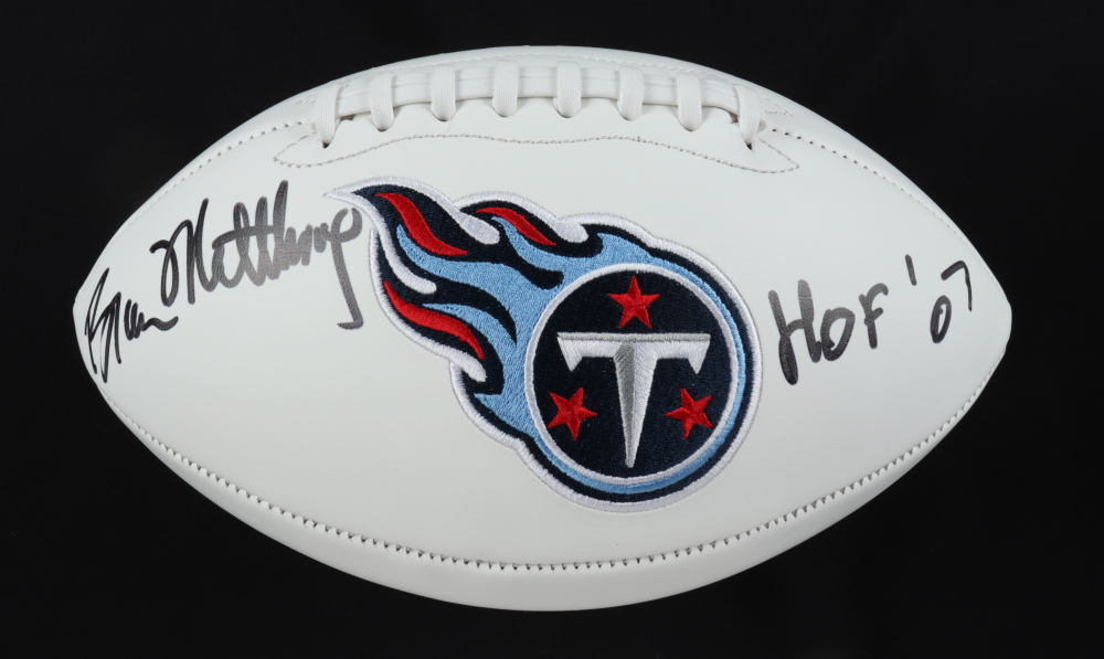 Bruce Matthews Signed Titans Logo Football Inscribed "HOF '07" (Beckett ...