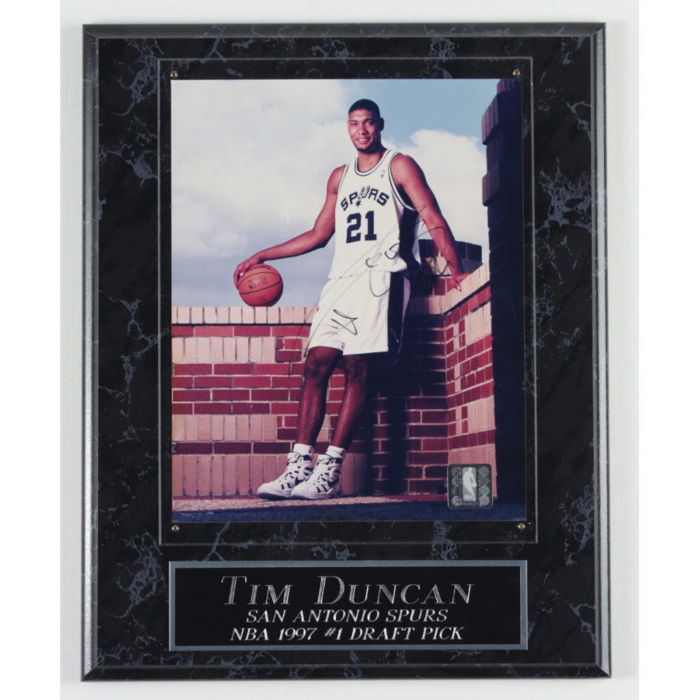 Tim Duncan Signed Spurs 12x15 Custom Framed Photo (Beckett LOA ...