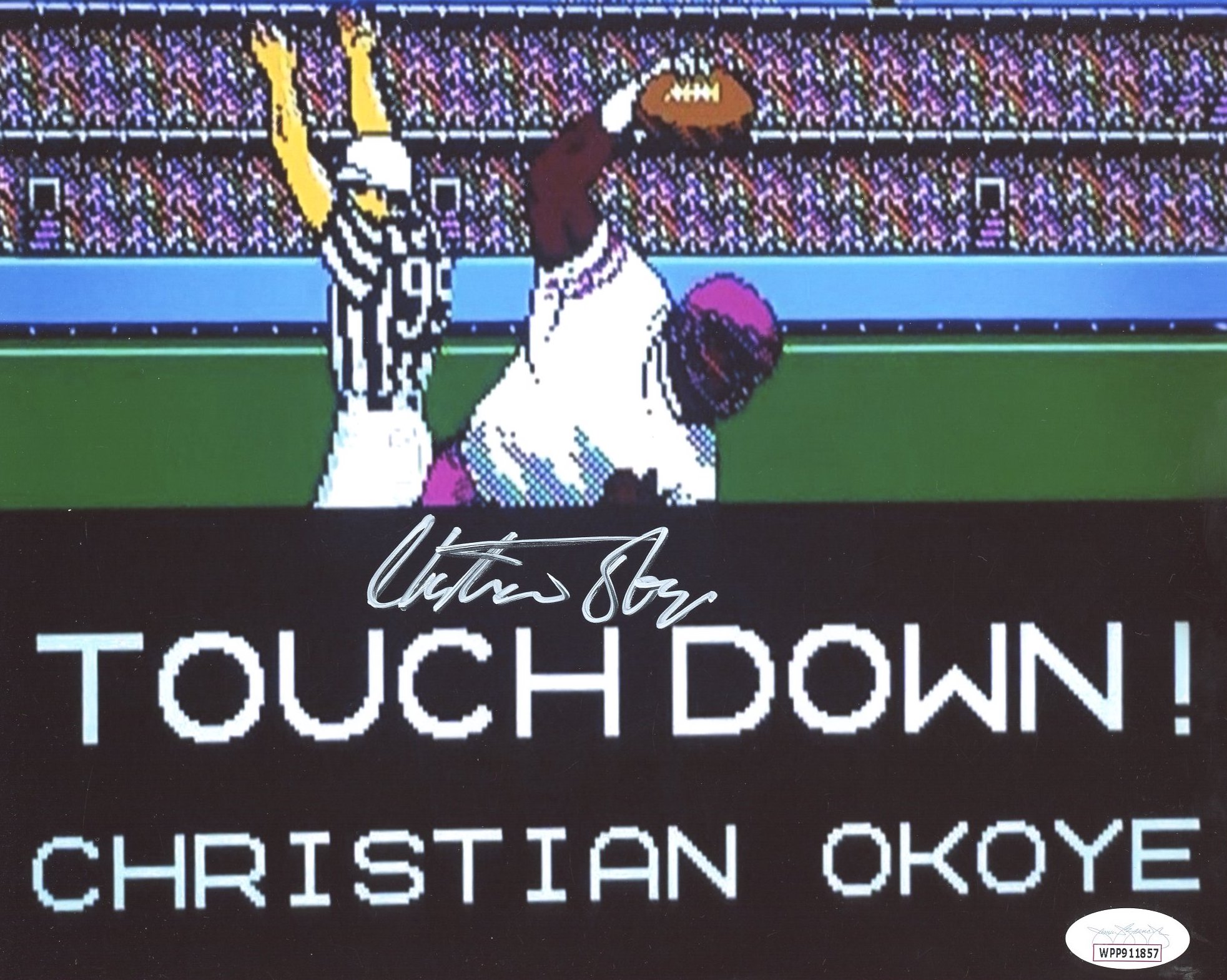 Christian Okoye Signed "Tecmo Bowl" 8x10 Photo (JSA COA) | Pristine Auction