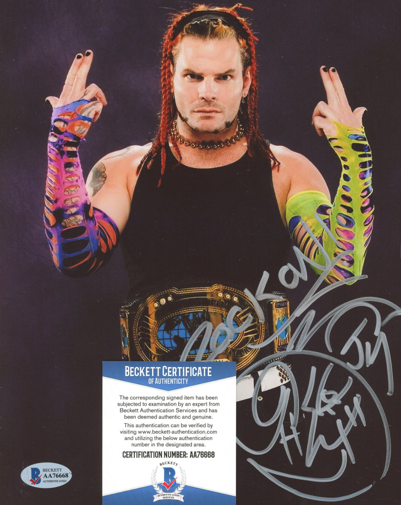 Jeff Hardy Signed WWE 8x10 Photo Inscribed "Rock On!" (Beckett COA ...