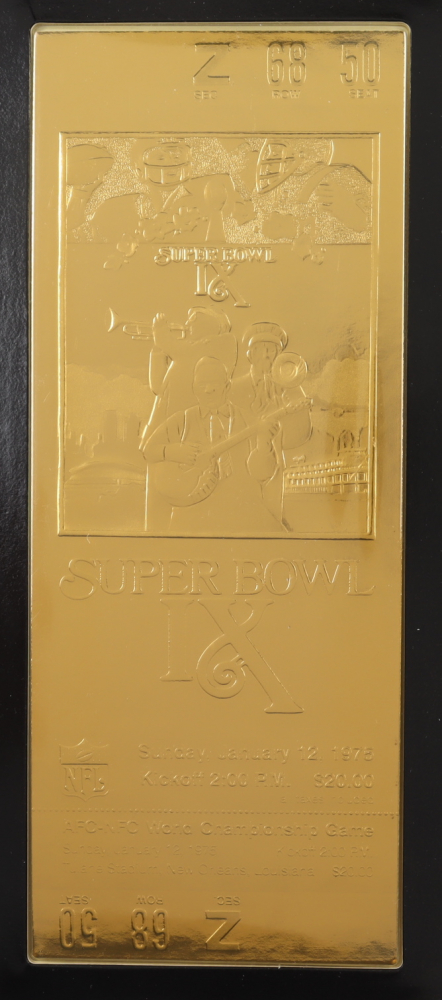 Commemorative Super Bowl IX Score Card With 22kt Gold Ticket | Pristine ...
