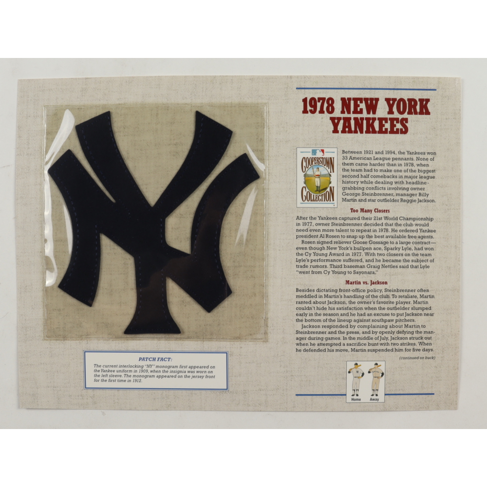 Official Cooperstown Collection 1978 Yankees Patch Card with 9x12 ...