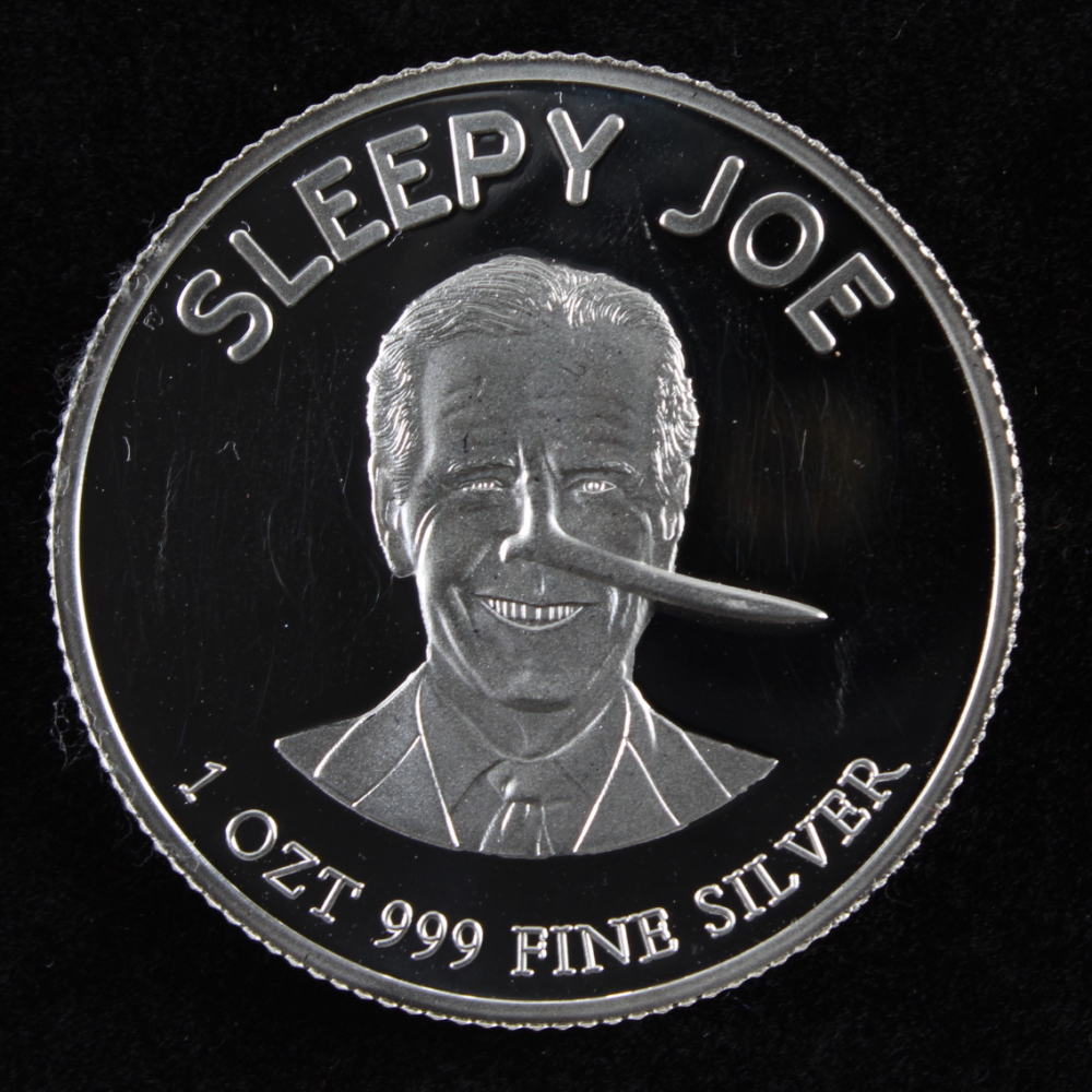 1 Troy oz .999 Fine Silver Sleepy Joe Biden Zero Cents Bullion Round ...
