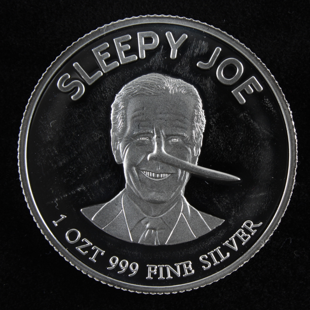 1 Troy oz .999 Fine Silver Sleepy Joe Biden Zero Cents Bullion Round ...