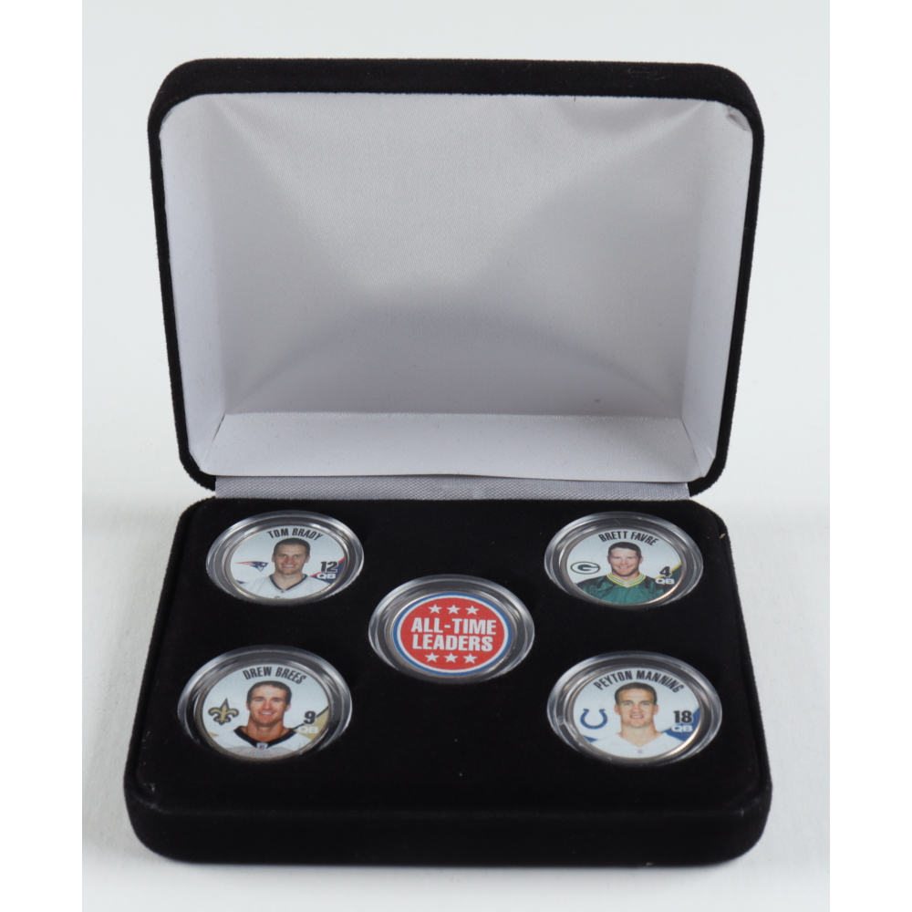 Set of (5) NFL All-Time Leaders Colorized Coins | Pristine Auction