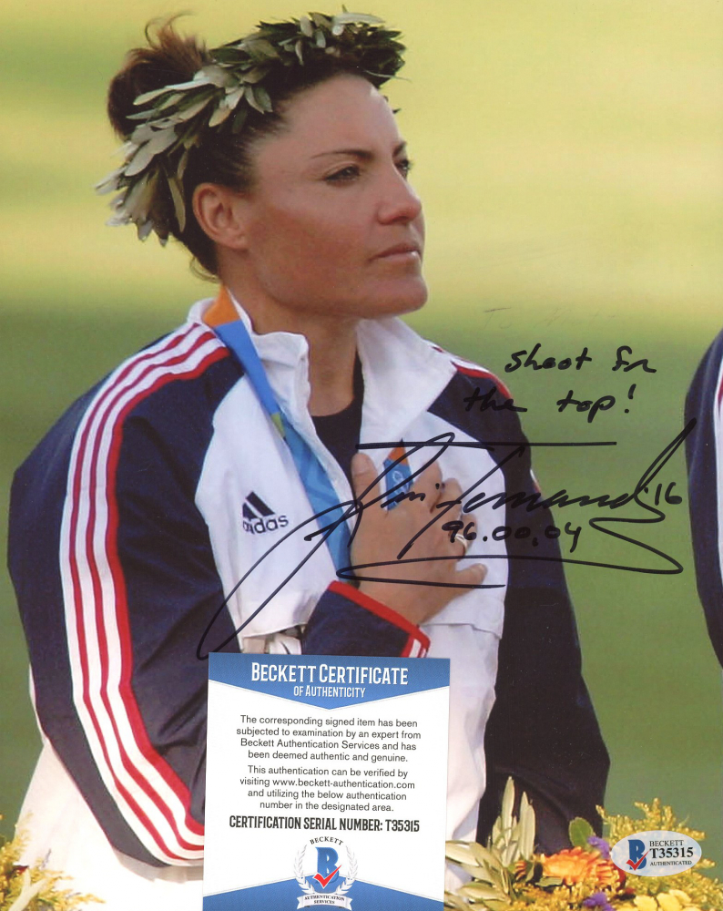Lisa Fernandez Signed Team USA 8x10 Photo Inscribed "Shoot for the Top ...
