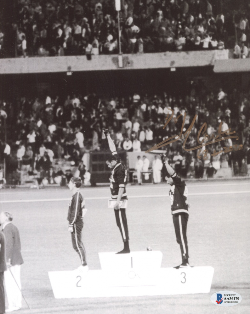John Carlos Signed Team USA 8x10 Photo Inscribed "68 2020" (Beckett COA ...