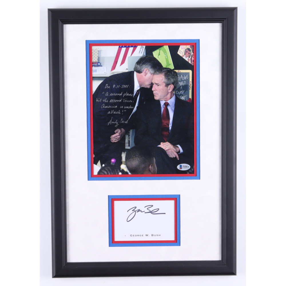 George W. Bush & Andrew Card Signed 14x20 Custom Framed Cut Display ...