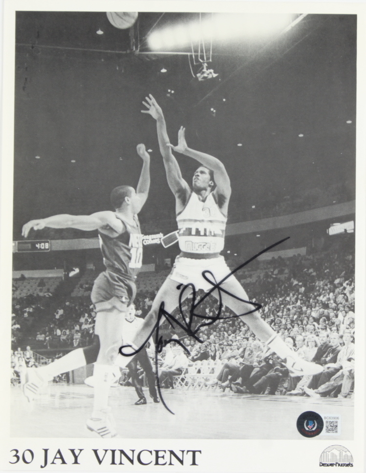 Jay Vincent Signed Nuggets 8x10 Photo (Beckett) | Pristine Auction