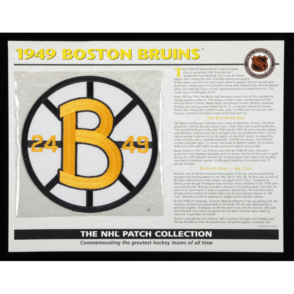 Official 1949 Bruins Patch Card with 9x12 Scorecard | Pristine Auction
