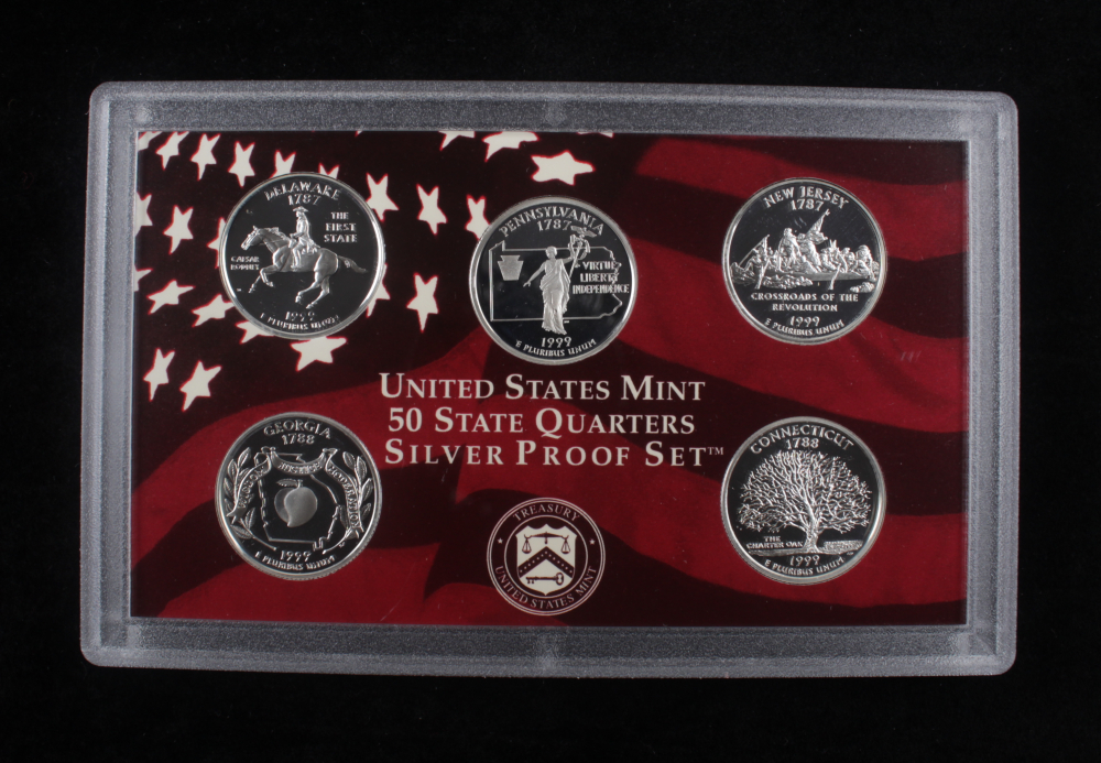 1999-S United States Mint Silver Proof Set with (9) Coins & Original ...